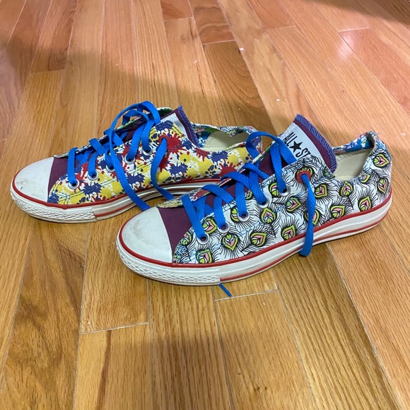 Converse | Shoes | Converse Paint Feathers Funky Unique Sneakers 8 ...